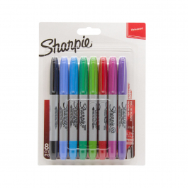 Boks med 8 Sharpie Twintip Fine og Ultra Fine Point Assorted Markers